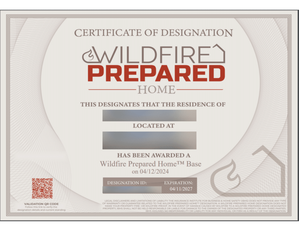 Wildfire Prepared Homes - IBHS Standard